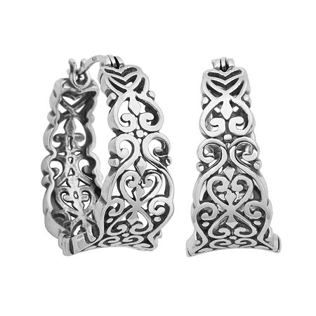 Click here for Sterling Silver Filigree Hoop Earrings  One Size... prices