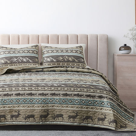 Click here for Linery Animal Stripe Reversible Quilt Set  One Siz... prices