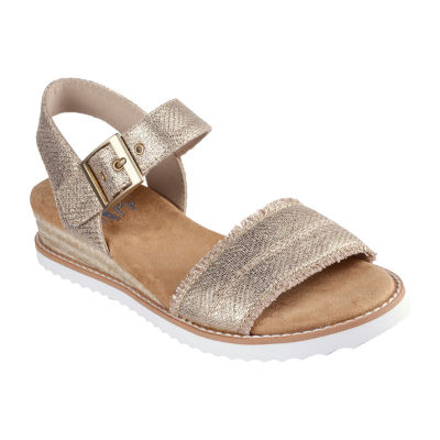 Skechers Bobs Womens Desert Kiss Gold Crush Strap Sandals, Color ...