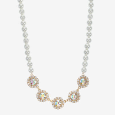 Monet Jewelry Womens Gold Tone 17 Inch Collar Necklace, Color: White ...