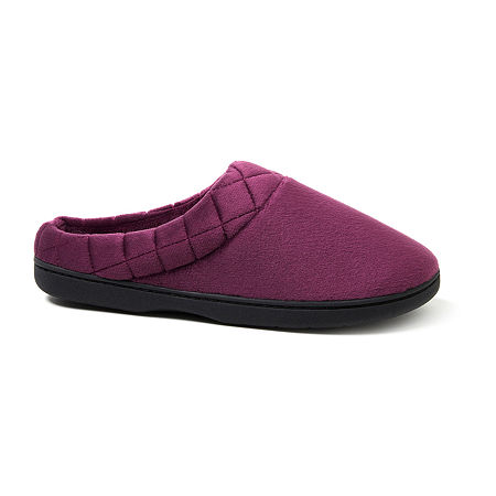 Dearfoams Darcy Velour Scuff Womens Memory Foam Clog Slippers  Medium  Purple