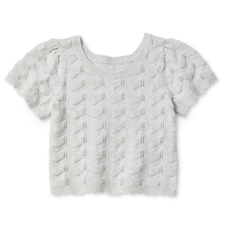 Thereabouts Little & Big Kid Girls Scoop Neck Short Sleeve Pullover Sweater  X-large (18.5) Plus  White