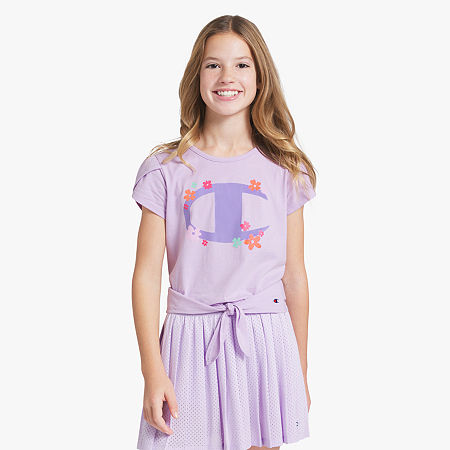 Click here for Champion Tie Front Big Kid Girls Round Neck Short... prices