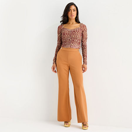 Click here for Bold Elements Womens Petite Flare Mid Rise Trouser... prices