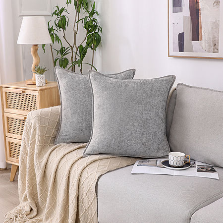 Click here for Chenille Square Throw Pillow  One Size  Gray prices