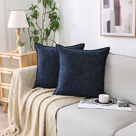 Click here for Chenille Square Throw Pillow  One Size  Blue prices