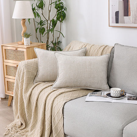 Click here for Chenille Square Throw Pillow  One Size  Beige prices