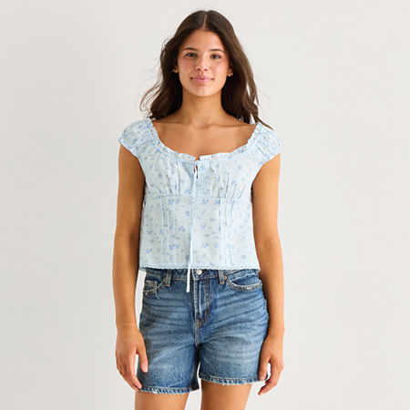 Click here for Arizona Womens Juniors Square Neck Short Sleeve Ba... prices