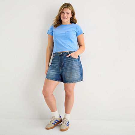 Click here for Arizona Womens Mid Rise Juniors Plus Denim Short... prices