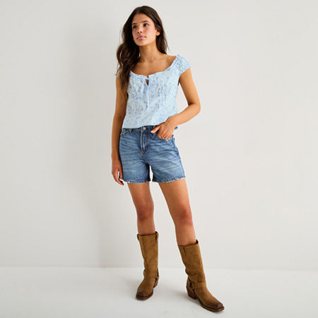 Click here for Arizona Womens Mid Rise Juniors Denim Short  14  B... prices