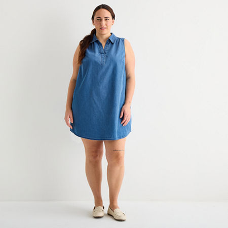 Click here for St. Johns Bay Womens Plus Sleeveless Sheath Dress... prices