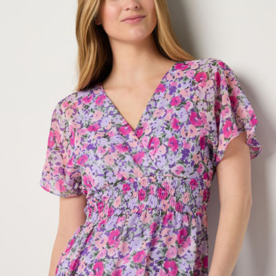 Rabbit Rabbit Rabbit Design Womens Short Sleeve Floral Maxi Dress ...