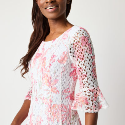 Rabbit Rabbit Rabbit Design Womens Elbow Sleeve Floral Fit + Flare ...