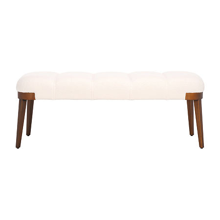 Click here for Maila Velvet Wooden Bench  One Size  White prices