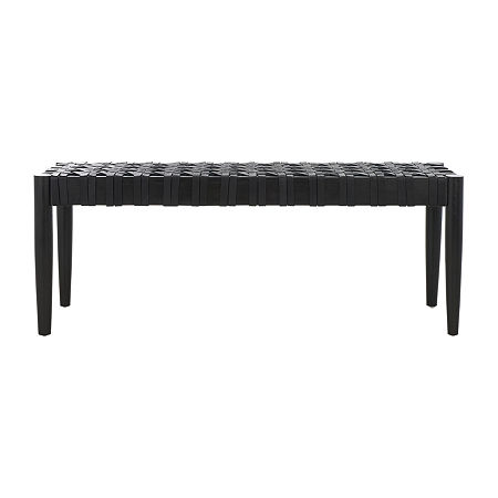Click here for Walda Leather Wood Bench  One Size  Black prices