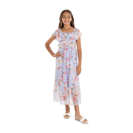 Click here for Speechless Big Kid Girls Flutter Floral Maxi Dress... prices
