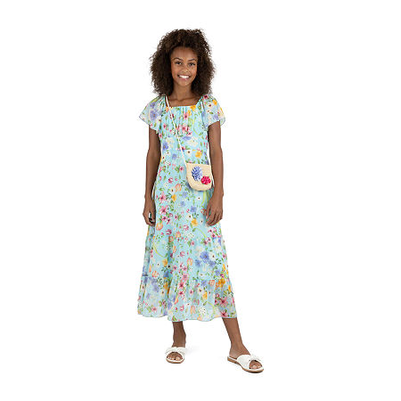 Click here for Speechless Big Kid Girls Flutter Floral Maxi Dress... prices