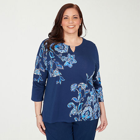 Click here for Alfred Dunner Mykonos Womens Split Crew Neck 3/4 S... prices