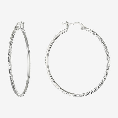 Click here for Fine Silver Plated 40MM Diamond Cut Hoop Earrings prices