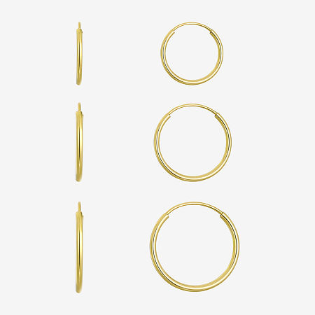 Click here for 10mm  12mm  14mm Hoop 14K Gold 3 Pair Earring Set... prices