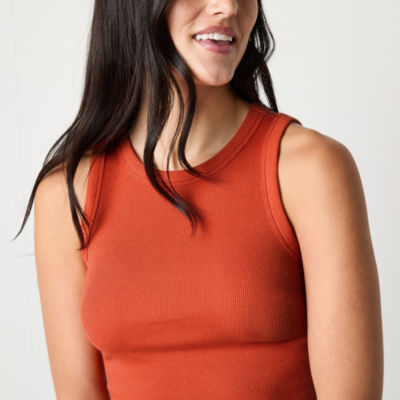 a.n.a Womens High Neck Sleeveless Tank Top, Color: Laredo Orange - JCPenney