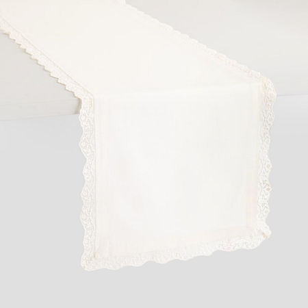 Click here for Layerings Lace Edge Table Runner  One Size  White prices