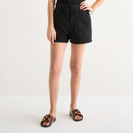 a.n.a Utility Womens Highest Rise Denim Short  12 Petite  Black