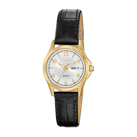 Click here for Citizen Quartz Womens Black Leather Strap Watch Eq... prices