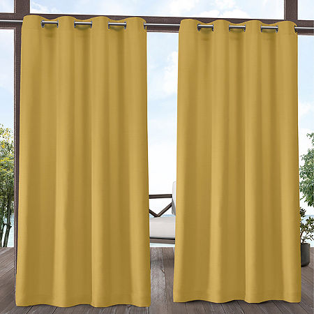 Exclusive Home Delano Indoor/Outdoor Grommet Top Curtain Panel Pair  54 x 108 - Yellow