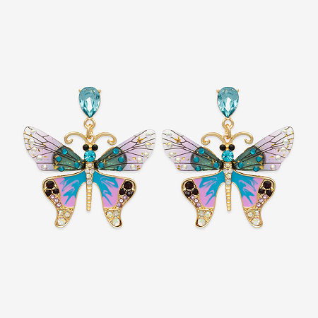 Click here for Bijoux Bar Gold Tone Womens Butterfly Drop Earring... prices