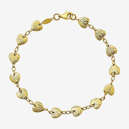 Click here for Womens 10K Gold Heart Charm Bracelet  One Size prices
