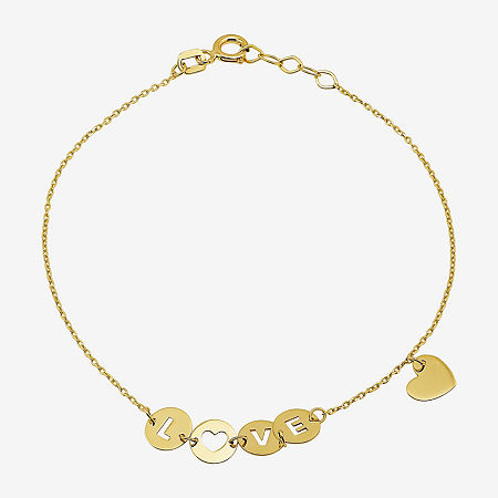 Click here for Love Womens 10K Gold Heart Charm Bracelet  One Siz... prices