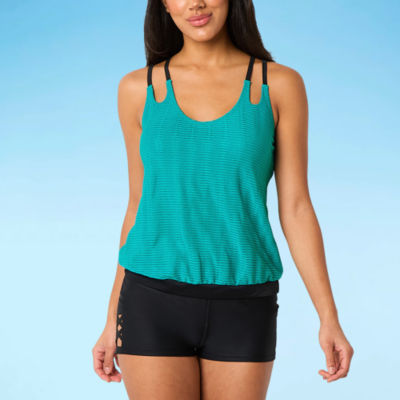 Free Country Built in Bra Tankini Swimsuit Top, Color: Jade Sea - JCPenney