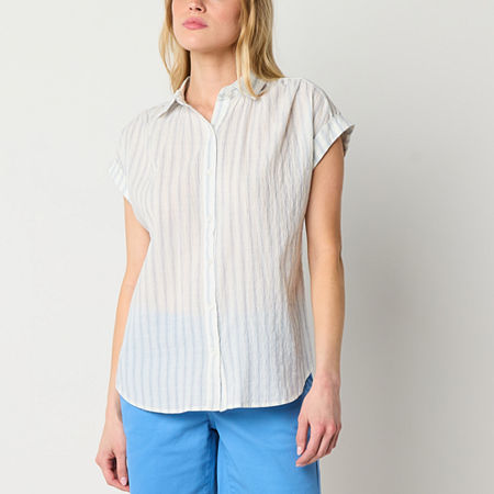 Click here for a.n.a Womens Short Sleeve Button Down Blouse Tall... prices
