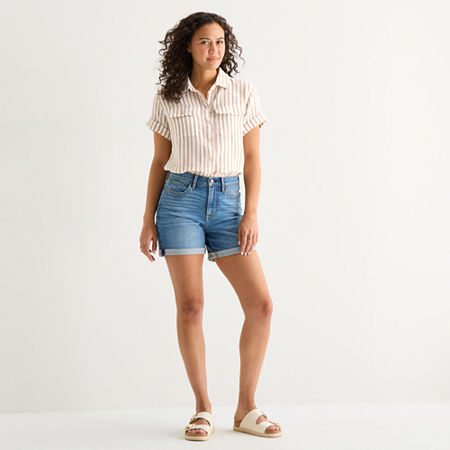 Click here for a.n.a Womens High Rise Denim Short  10 Petite  Blu... prices