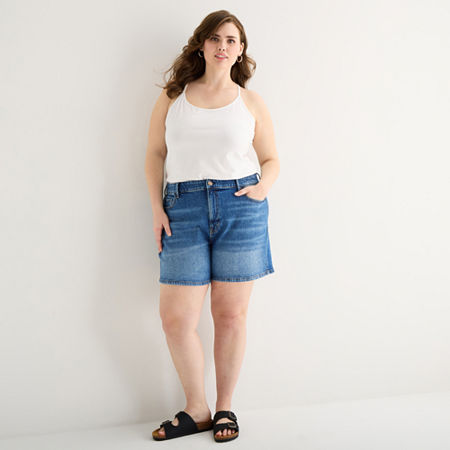 Click here for a.n.a Womens High Rise Plus Denim Short  28w  Blue prices