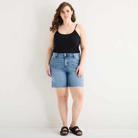 Click here for a.n.a Womens High Rise Plus Denim Short  16w  Blue prices