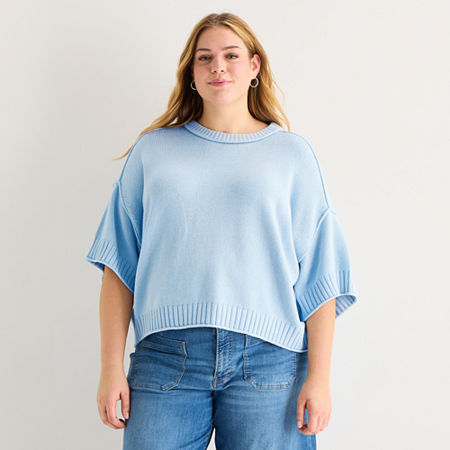 Click here for a.n.a Plus Womens Crew Neck Short Sleeve Pullover... prices