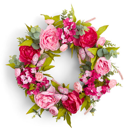 Click here for Linden Street Hot Pink Peony Wreath  One Size  Pin... prices