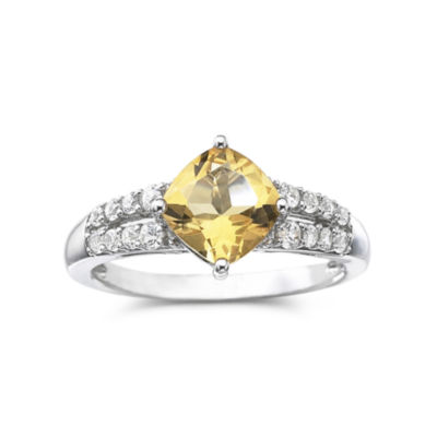 Genuine Citrine & Lab-Created White Sapphire Sterling Silver Cocktail ...