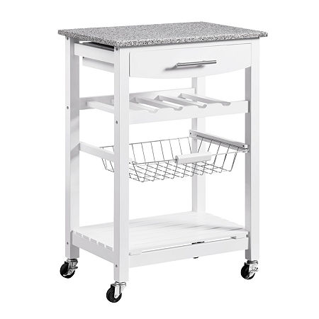 Click here for Roger Granite Top Kitchen Island  One Size  White prices