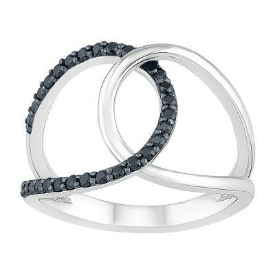 Double C Link Womens 1/4 CT. T.W. Natural Black Diamond Sterling Silver ...