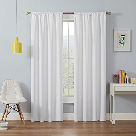 Eclipse Kendall Kids Thermaback Rod Pocket Energy Saving Blackout Single Curtain Panel  One Size  White