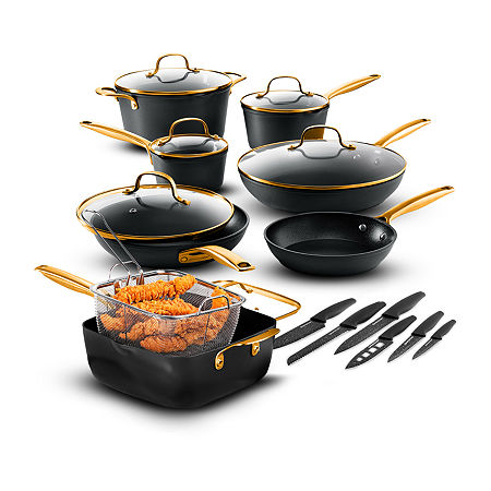Armor Max Gold 20 Piece Hard Anodized Ultra Release Cookware Set - Black