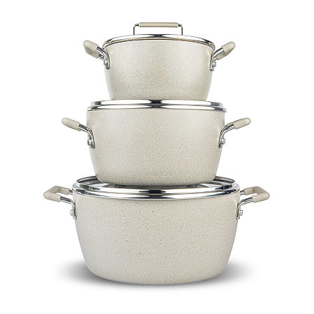 Granitestone Desert Collection 6-Piece Nonstick Nesting Stock Pots Set - Speckled beigte