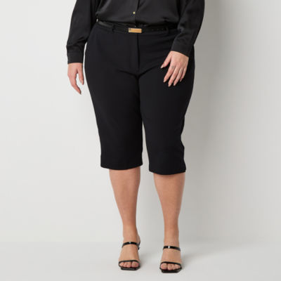 Bold Elements Womens Belted Slim Regular Fit Plus Capri Pant, Color ...