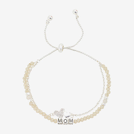 Click here for Footnotes Mom Womens White Glass Heart Bolo Bracel... prices