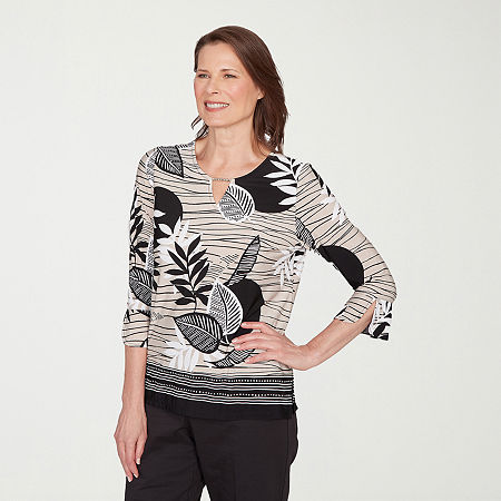 Click here for Alfred Dunner Classics Womens Keyhole Neck 3/4 Sle... prices