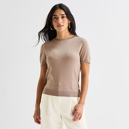 Click here for Worthington Womens Crew Neck Short Sleeve Pullover... prices