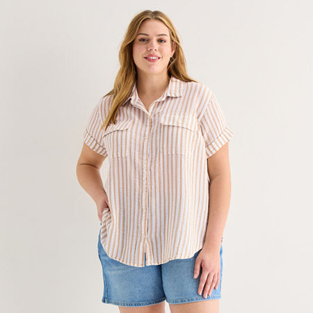 Click here for a.n.a Womens Plus Short Sleeve Blouse  5x  Beige prices